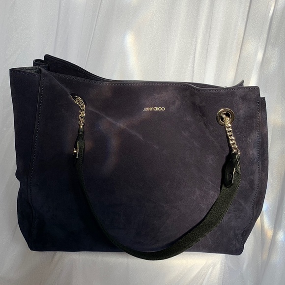Jimmy Choo | Bags | Brand New Large Jimmy Choo Flo Tote Navy Suede ...